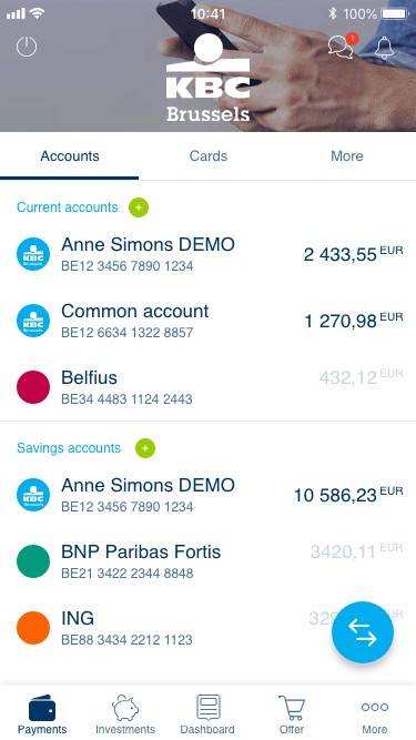 View accounts held at other banks in KBC Brussels Mobile - KBC Brussels ...