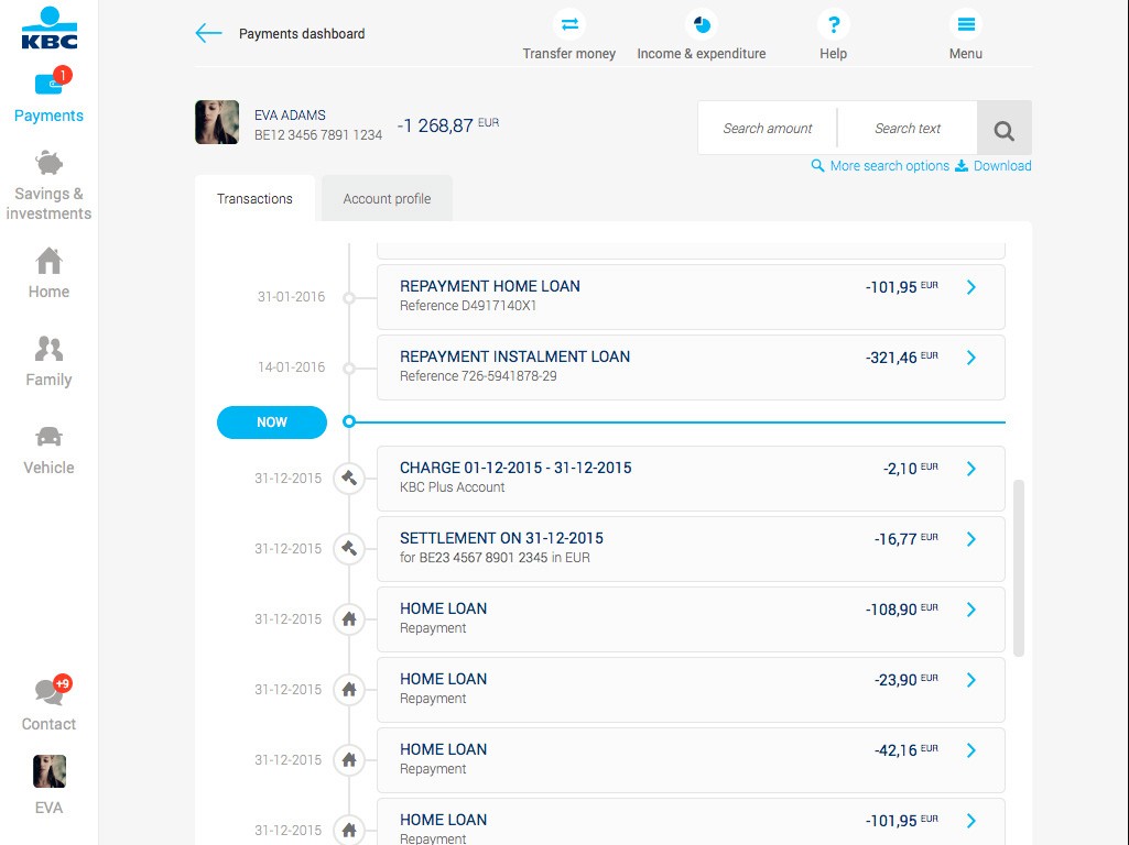 How to make payments in KBC Brussels Touch - KBC Brussels Bank & Insurance